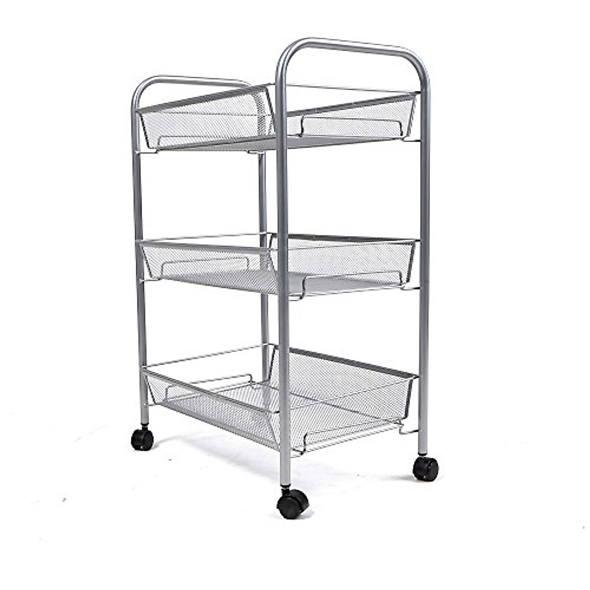 Mind Reader 3-Shelf All Purpose Mobile Utility Cart, Silver