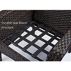 Rilyson Rocking Chair Outdoor，Patio Wicker Rocker Chair Porch Lawn Rocking Chair Deep Seating with Cushion (Brown/Beige)