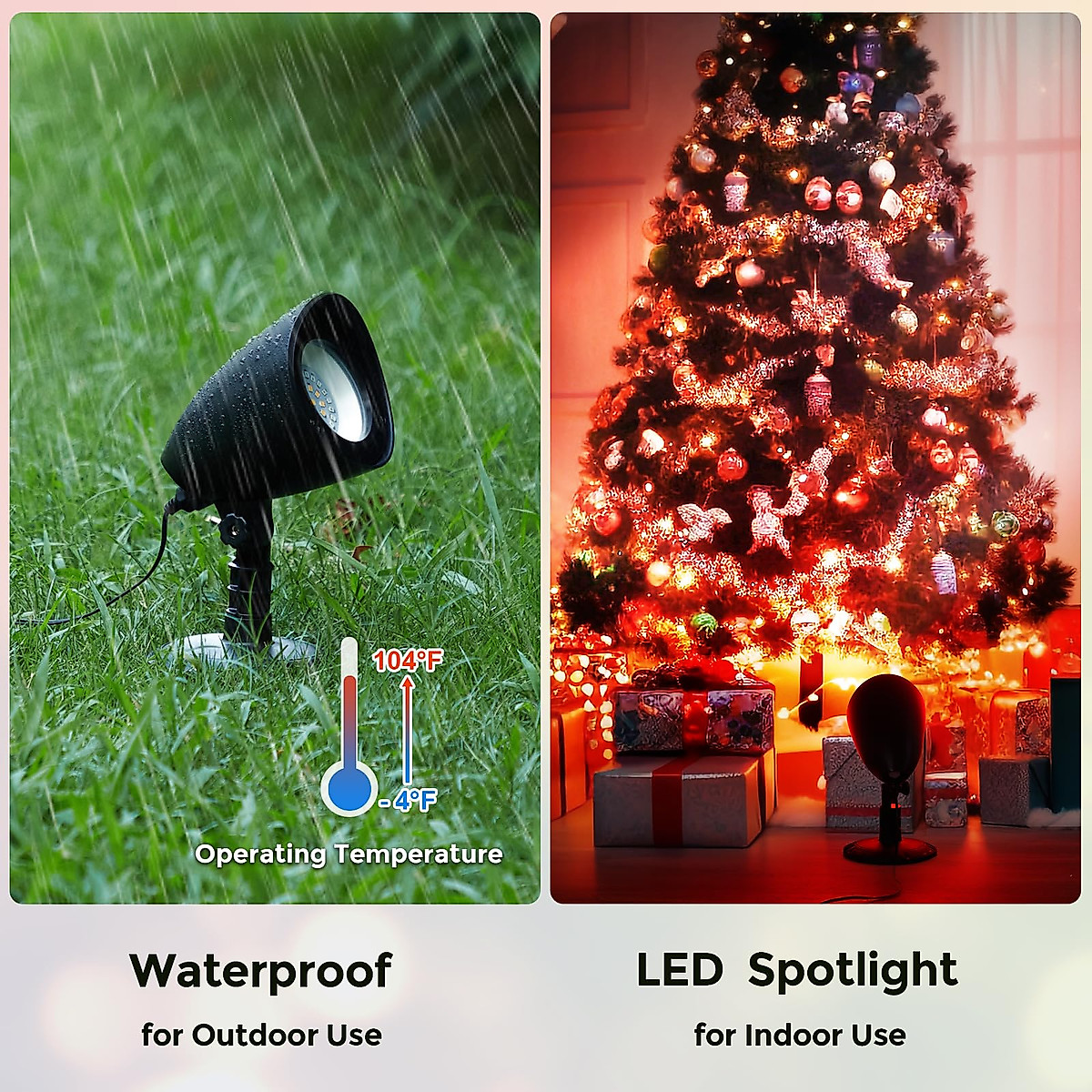 SURAIELEC LED Spotlight, Remote Control Spot Lights Outdoor, Indoor Plant Uplighting with Base, Landscape Light for Yard, Trees Holiday Decor, Red Green Yellow Warm Glow, Waterproof, 10FT Cord