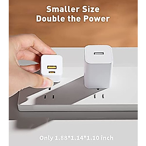 USB C Wall Charger Block,20W Dual Port Charge Adapter,Fast Charging Plug Compatible with Apple Watch Series Se 8 7 6 5 4 3 iPhone 14 Plus 13 12 Mini Pro Max iPad Pro Air, Airpods