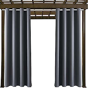 DIVA EN CAMINO DEC Outdoor Patio Curtain Waterproof Darkening Thermal Insulated Indoor Curtains for Bedroom, Porch, Living Room, Pergola, Cabana, W52 x L95, Gray, Set of 2 Panels