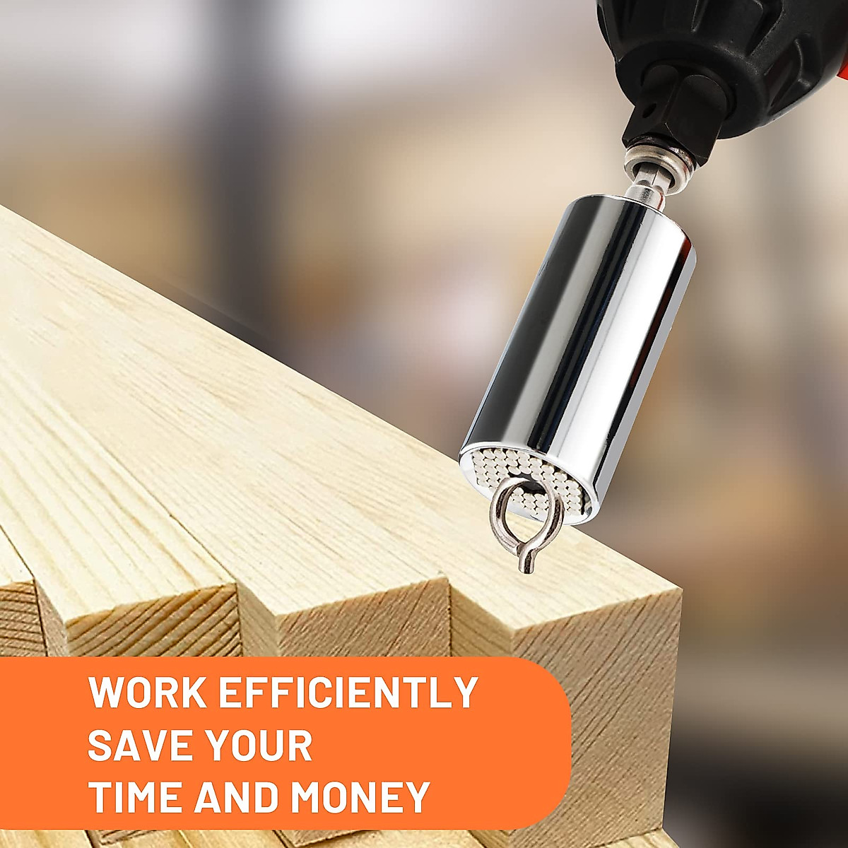 Heywork Universal Socket Tools Gifts for Men Dad, Birthday Gifts Super Socket with Power Drill Socket Adapter, Cool Gadgets for Men/Dad/Women/Husband 1/4"-3/4"（7-19mm）-Gift Box