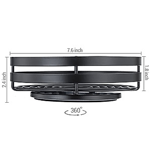MyGift Modern Matte Black Metal Tabletop Lazy Susan Spice Rack Round Turntable Tray, Seasoning and Condiment Holder Spinning Rack