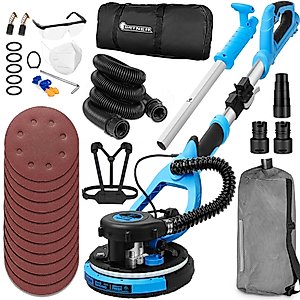 Drywall Sander, Electric Drywall Sander with Vacuum Labor-Saving Back Belt，7 Variable Speed, LED Light, 900-1800RPM, Dustless Floor Sander for Popcorn Ceiling, Wood Floor