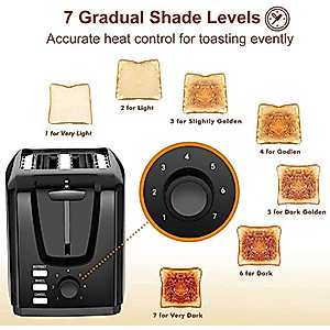 Toaster 2 Slice Wide Slot Best Rated Prime Black Toasters the Best 2 Slice Wide for Bagel Bread Waffle Two Slice Toaster with 7 Bread Shade Settings and Bagel, Defrost, Cancel Function Tosterster 2 Slices with Removable Crumb Tray