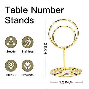 30 Pcs Mini Place Card Holders,Place Card Holders, Wire Picture Holders, Small Table Card Holders, Photo Holders for Centerpieces, Wedding Reception, Party, Birthday (Gold)