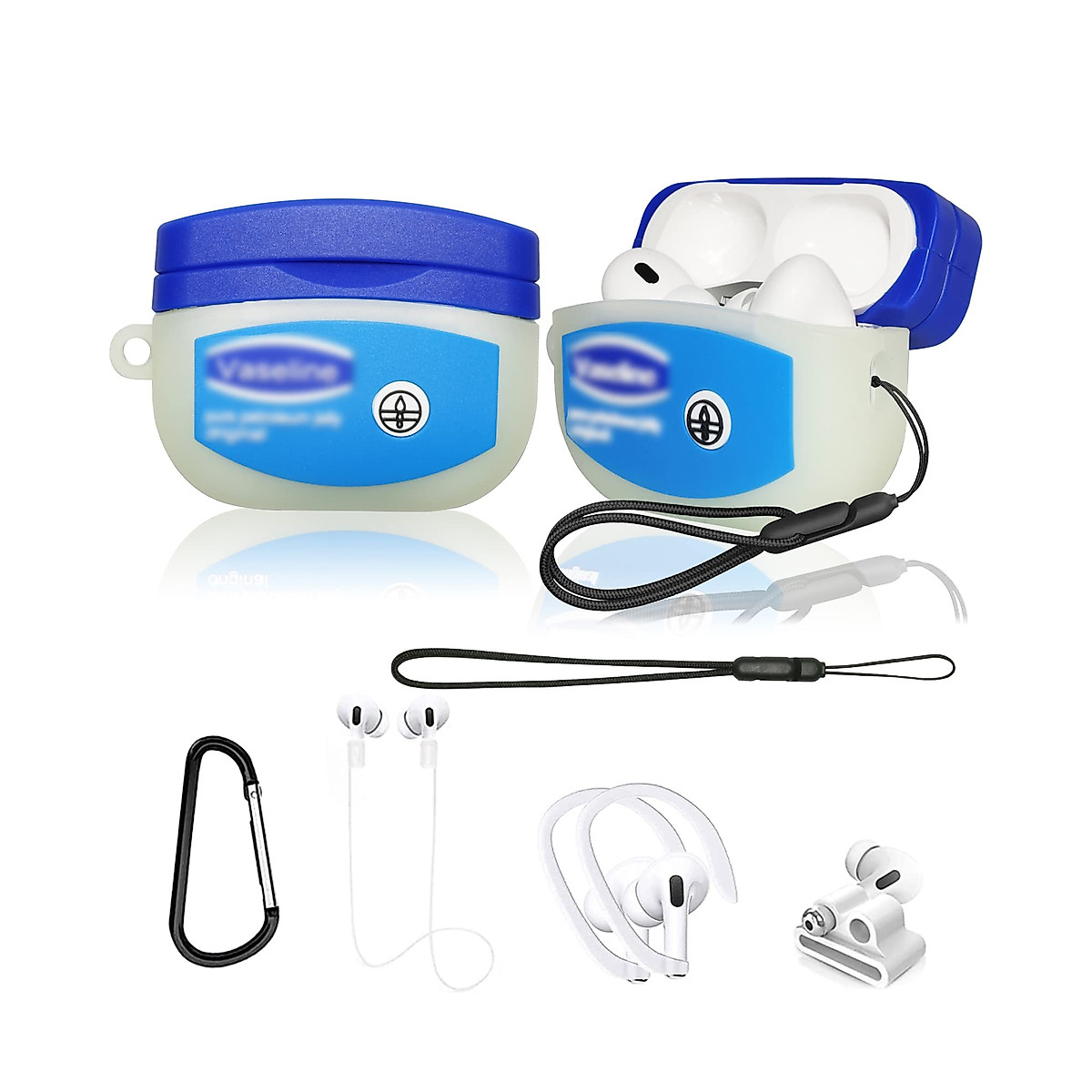 6in1 Cute for AirPods Pro 2nd Generation Case Cover Silicone Accessories Set Kit for APPL AirPo Pro 2 Gen Case【Only for 2022Released Pro 2st,Cartoon 3D Funny for AirPods Pro 2 Case Vaselin