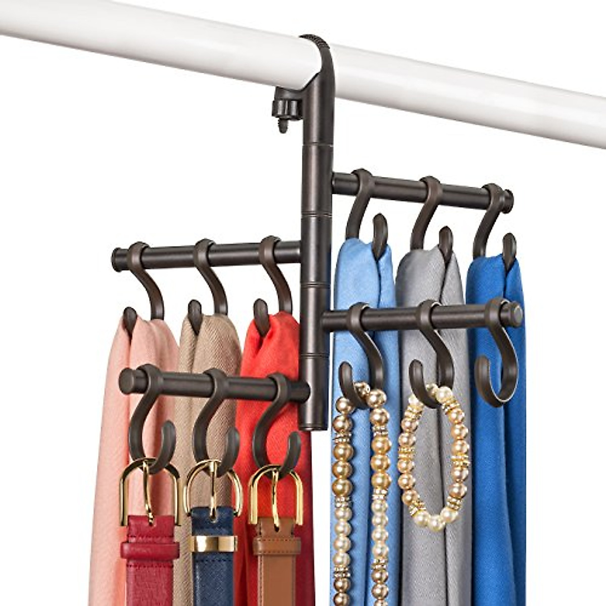 Lynk Hanging Pivoting Belt Rack Tie, Closet Organizer