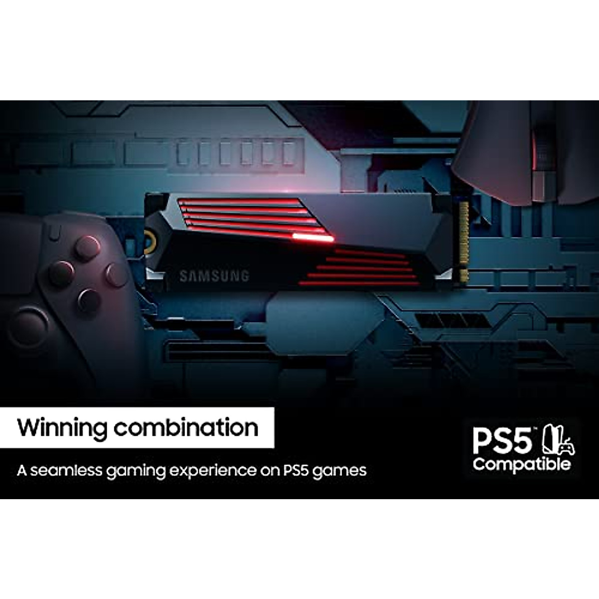 SAMSUNG 990 PRO w/ Heatsink SSD 2TB PCIe 4.0 M.2 Internal Solid State Hard Drive, Fastest Speed for Gaming, Heat Control, Direct Storage and Memory Expansion, Compatible w/ Playstation5, MZ-V9P2T0CW