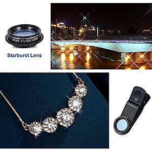 New fgzefort 11 in 1 Cell Phone Lens Kit Wide Angle Lens & Macro Lens+Fisheye Lens+Telephoto Lens+CPL/Flow/Radial/Star/Soft Filter+Kaleidoscope Lens Compatible for iPhone and Most of Smartphone