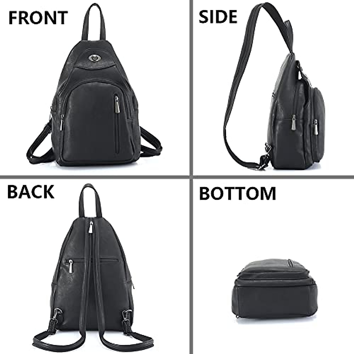 OISLUMU Small Backpack Purse for Women Fashion PU Leather Backpack Convertible Ladies Sling Bag (Black)