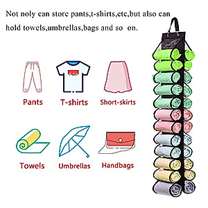 WwillDock Foldable Leggings Organizer Clothes, Legging Storage Bag, 24 Compartments Hanging Closet Organizers Suitable for Jeans, T-Shirts, Leggings, Towels etc (24 pockets, Black)