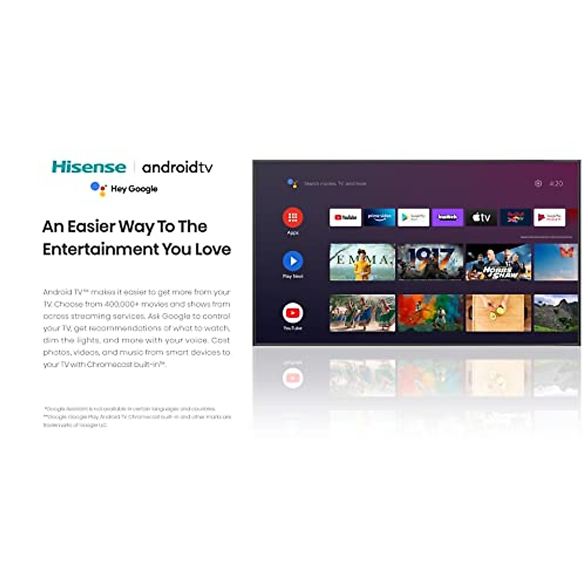 Hisense A4 Series 40-Inch Class FHD Smart Android TV with DTS Virtual X, Game & Sports Modes, Chromecast Built-in, Alexa Compatibility (40A4H, 2022 New Model)