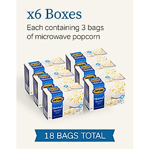 Preferred Popcorn Microwave Popcorn, Non-GMO, Whole Grain, Gluten Free (Natural, 18 Microwavable Bags)