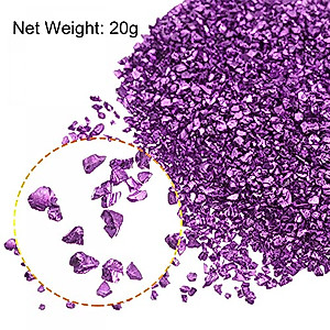 uxcell 20g Crushed Glass Chips, 1-3mm Irregular Metallic Glitter Glass for Craft DIY Jewelry Vase Filler Epoxy Resin Decoration Purple
