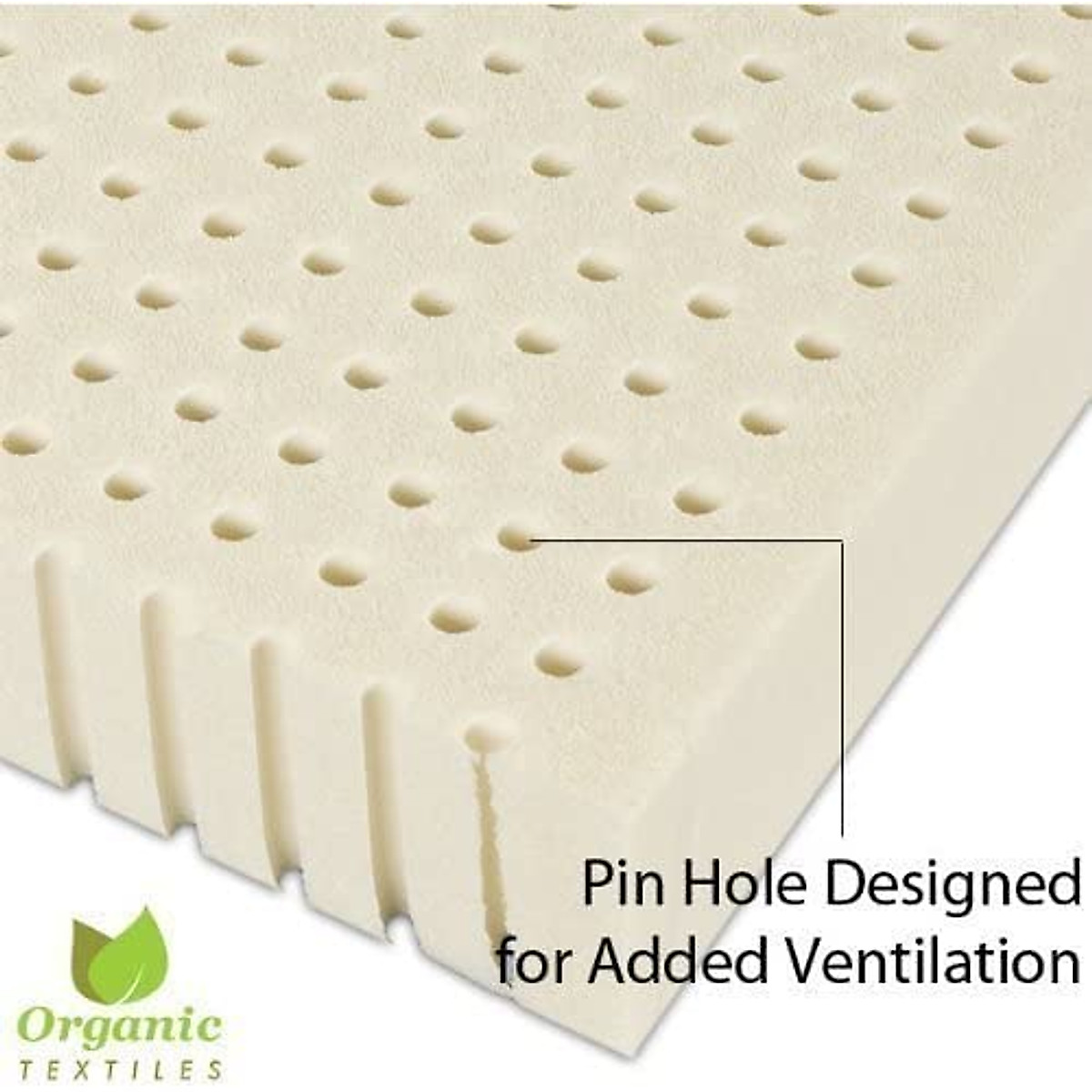 OrganicTextiles 2” Inch Organic Latex Mattress Topper Pad [GOLS & GOTS Certified] with Organic Cotton Cover Protector (Twin Size, Soft), Superior Pressure Relief, Soft and Durable, Made in USA