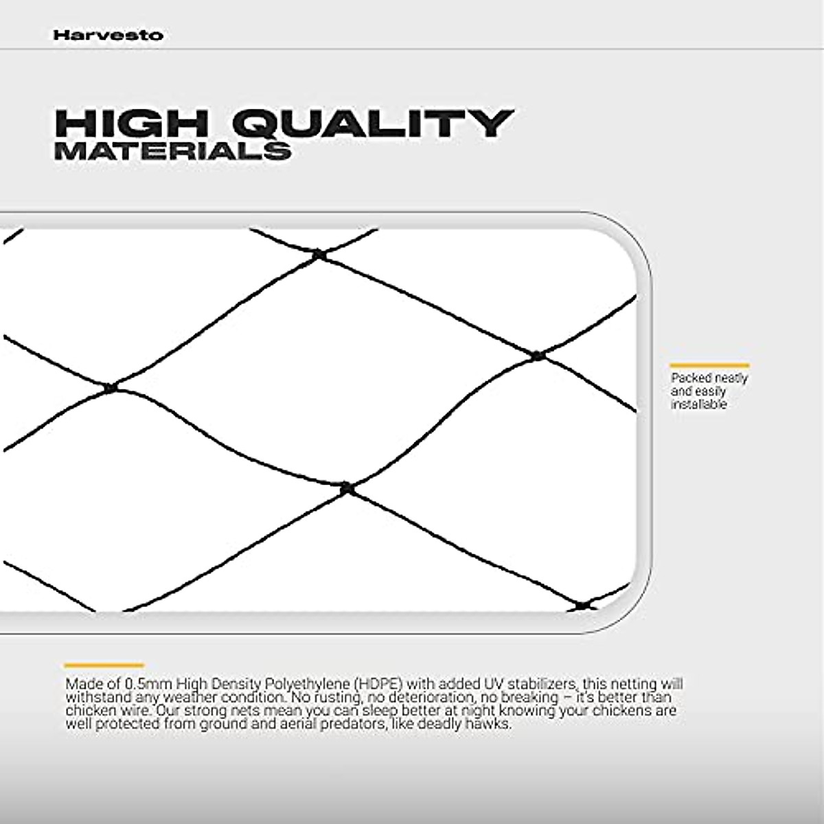 Harvesto 25 x 50Ft Bird Netting for Chicken Coops and Runs with 1.5" x 1.5" Durable Mesh Size; Keep Hawks and Birds Away and Protect Chicks from Raccoons, Fox and More Wild Animals