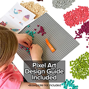 Creative QT 1600 Pieces Plate 1x1 Bricks, Pixel Mosaic Kit, 8 Colors Classic Building Bricks with 2 Quick Removal Tools, Nano Blocks Art with Design Guide, STEM Building Toy