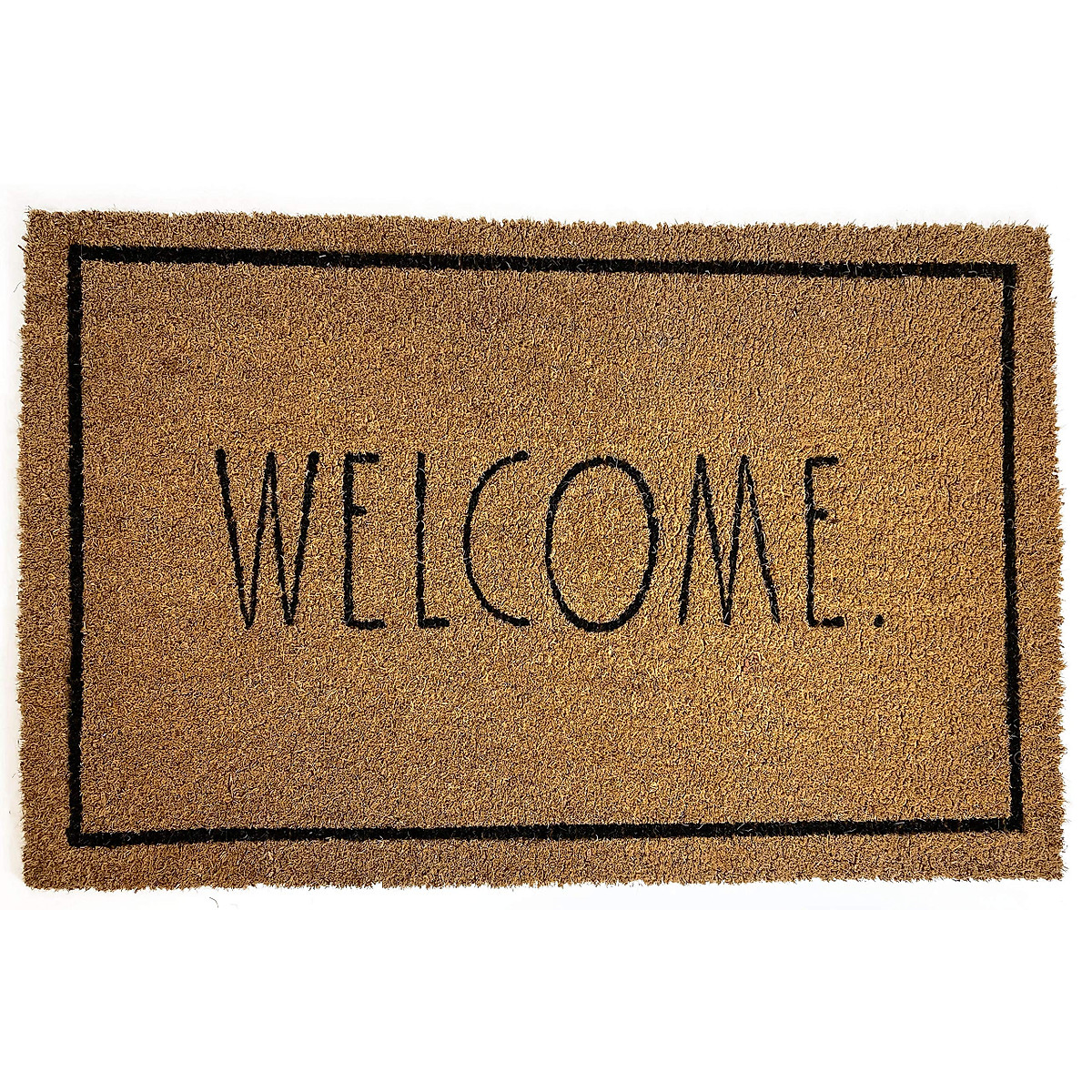 Rae Dunn Welcome Door Mat - 24" x 36" Welcome Mat - Coco Coir Coconut Fiber and Waterproof Rubber Back - Cute Decor Indoor and Outdoor Rug for Front Porch, Entrance, Entryway, Patio
