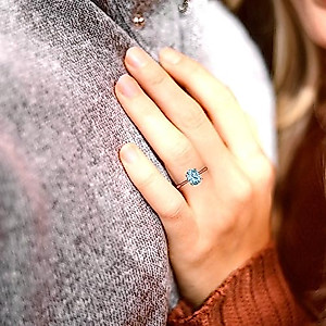 Clara Pucci 2.0 ct Oval Cut Solitaire Natural Aquamarine Engagement Wedding Bridal Promise Anniversary Ring 18K Rose Gold Size 4.5