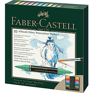 Faber-Castell Albrecht Durer Watercolor Markers - 10 Colors, Watercolor Brush Markers for Artists