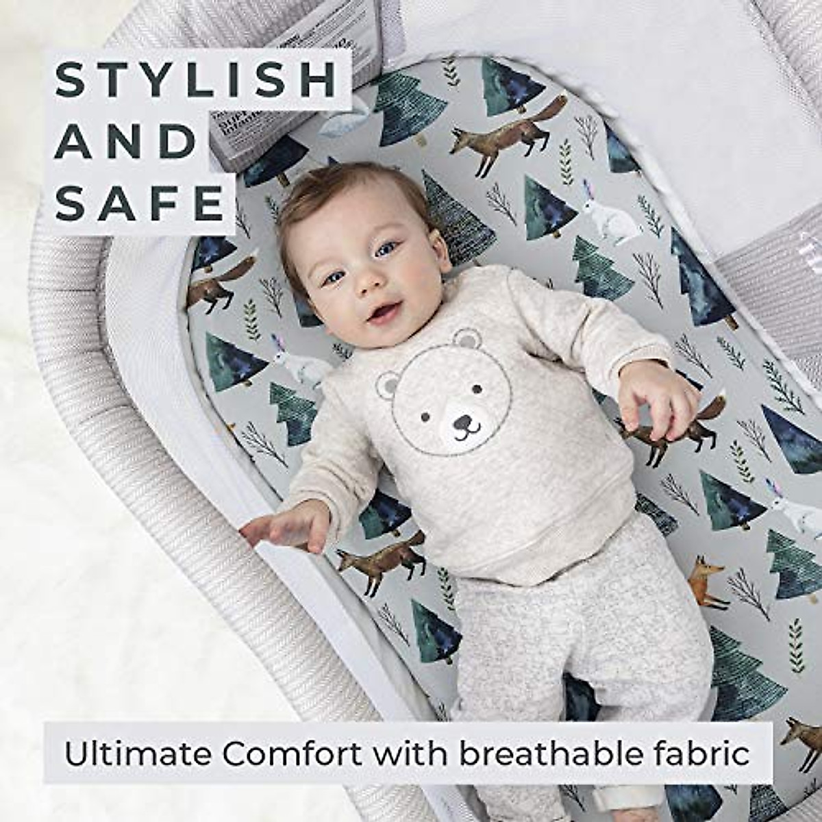 Pobi Baby - 2 Pack Premium Bassinet Sheets for Standard Bassinets - Ultra-Soft Cotton Blend, Stylish Animal Woodland Pattern, Safe and Snug for Baby (Magical)