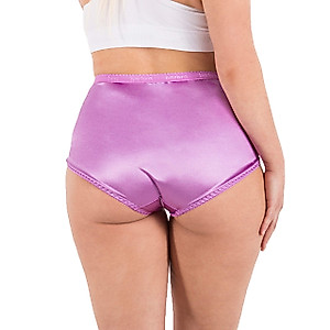 Barbra Lingerie Satin Panties S to Plus Size Womens Underwear Full Coverage Brief Multi-Pack (Grape, 4XL)