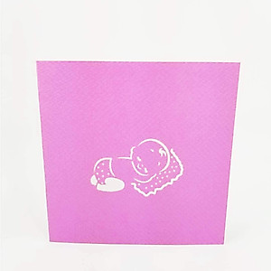 POP CARD EXPRESS Girl Baby Crib Pop Up Card, Pop Up Congrats Greeting Cards for Newborn Babies, Gifts for New Parents, Baby Shower Baby Crib Pop Up Card (Pink)