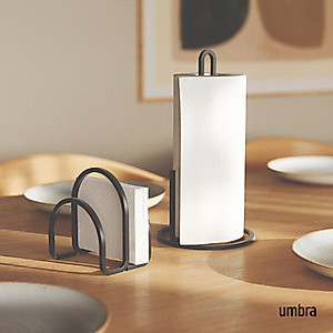 Umbra Squire Napkin Holder for Kitchen, Works with Square and Rectangular Napkins for Dinner, Luncheon or Cocktail, Black
