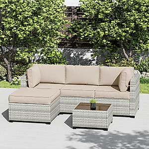 Pakunoda 9 Pack Patio Cushion Covers Outdoor Patio Cushions Covers Replacement Waterproof with Zipper for 5 Pcs Patio Furniture Set, Covers Only,Sand