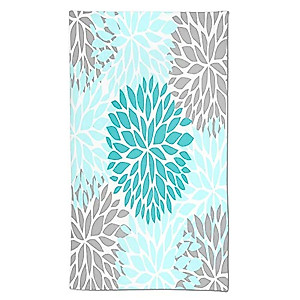 Mount Hour Flower Turquoise Blue and Gray Hand Towels Floral Face Towel Soft Guest Towel Portable Kitchen Tea Dish Towels Washcloths Bathroom Decor Housewarming Gifts 15.7" X 27.5