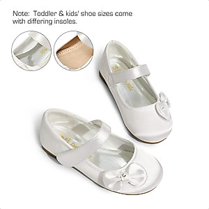 DREAM PAIRS Toddler Dress Shoes Mary Jane Flats for Girls Side Bow Ballerina Shoes,Size 5 Toddler,White/Satin,Angel-5
