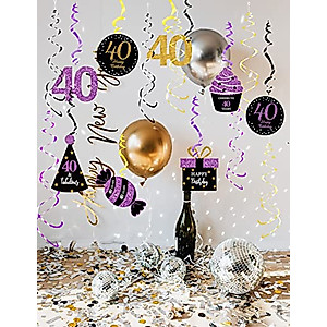 40th Birthday Decorations for Women Purple Black Gold 40th Birthday Party Hanging Decor – Women 40th Birthday Party Decorations