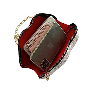 Womens Glitter Lip Purse Evening Bag PU Banquet Crossbody Shoulder Bag for Women