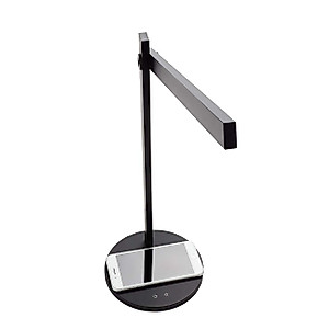 Newhouse Lighting NHDK-AD-BK Adonis Minimalist Modern LED Desk Lamp with Fast Wireless Charger for iPhone, Samsung & Qi-Enabled Phones, 3 Brightness Levels & 3 Color Modes, White, Black