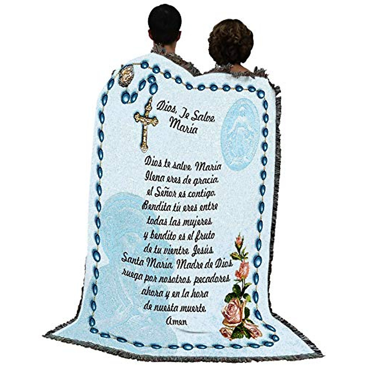 Pure Country Weavers Hail Mary Prayer with Rosary Beads Blanket Spanish - Ave Maria - Religious Gift Tapestry Throw Woven from Cotton - Made in The USA (72x54)