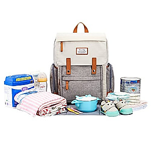 Diaper Bag Backpack Frank Mully Large Multifunction Travel Baby Bag for Mom Dad Cream White