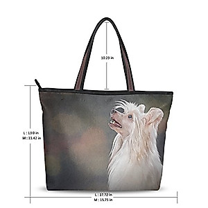 My Daily Women Tote Shoulder Bag Chinese Crested Dog Handbag Large