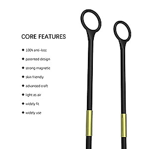 cobcobb Looper Wireless Earbuds Anti-Lost Strap Magnetic Cord for Stemless Wireless Headphone TOZO Bose JBL Beats Skullcandy Samsung(Black 2Pack)