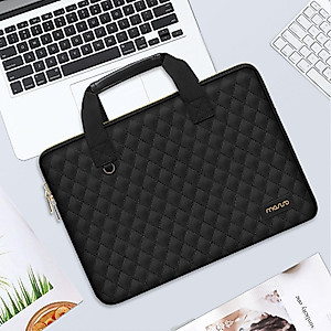 MOSISO Laptop Sleeve Compatible with MacBook Air/Pro, 13-13.3 inch Notebook, Compatible with MacBook Pro 14 inch M4 M3 M2 M1 2025-2021, Square Quilted Bag with Detachable Small Case&Handle, Black