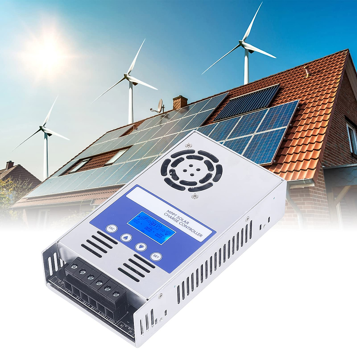 Solar Panel Regulator, Maximum 180VDC Input High Performance Solar Controller MPPT Full System Protection with LCD Display for Commercial Vehicles (60A)