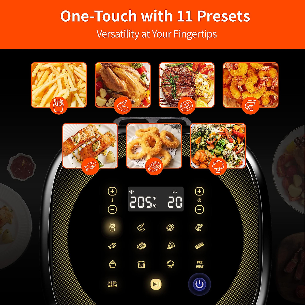 Ultenic K10 5.3QT Air Fryer Oven Combo, One-Touch Screen with 11 Presets, Complete APP Control Including Customizable Smart Cooking Programs and Over 100 Recipes, Nonstick and Dishwasher-Safe Basket
