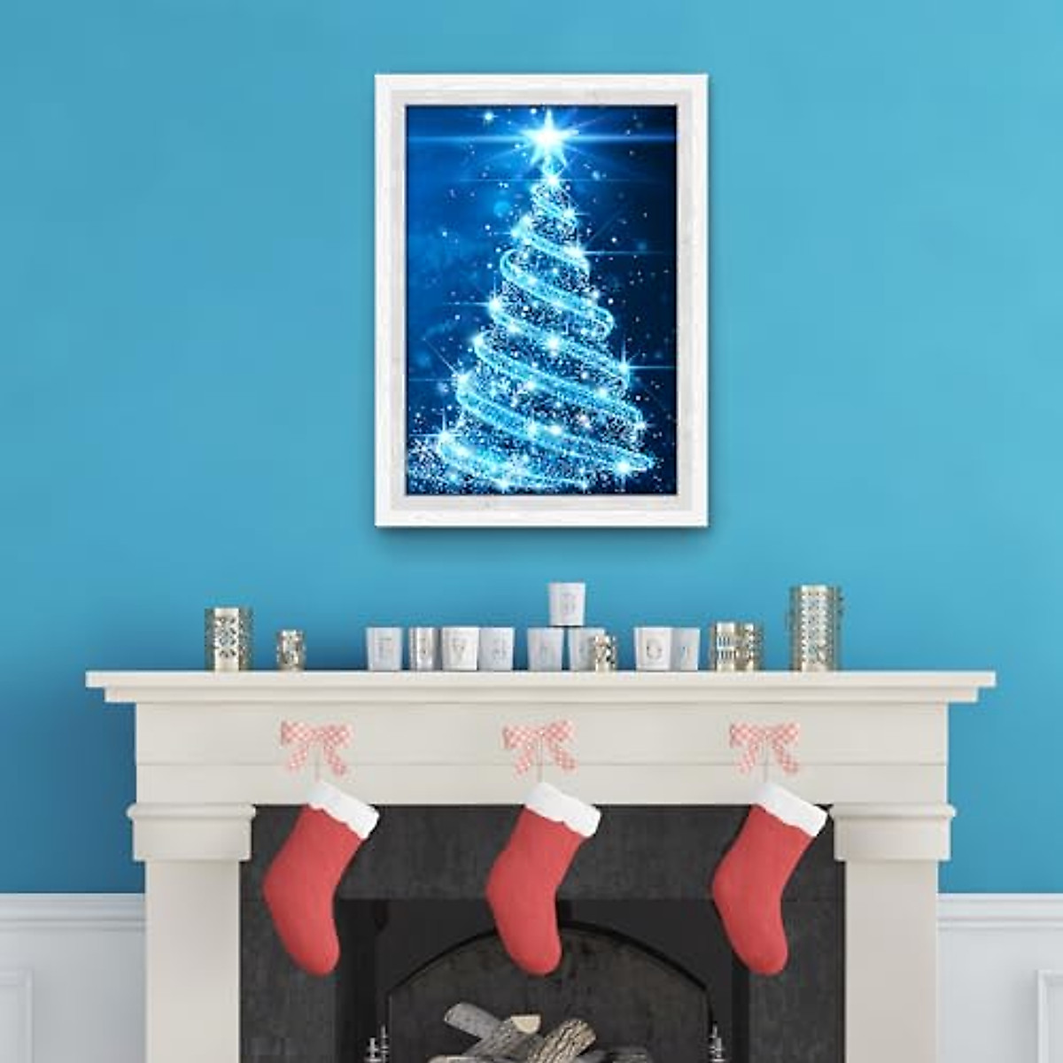 Clothmile Blue Christmas Tree Diamond Art Kit for Adults, Beginners, and Kids - Round Full Drill DIY Gem Art for Xmas Home Wall Decor