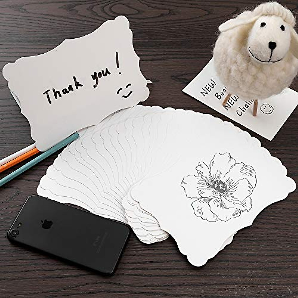 50 Pack Blank Kraft Cards Cardstock Thick Paper Brown Greeting Cards for DIY Gift Card Menus, Baby Shower and Wedding Invitations (5x7IN, White)