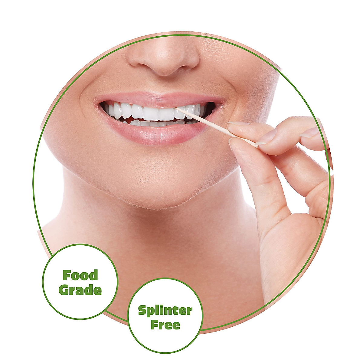 Comfy Package [1500 Count Bamboo Toothpicks Wood, Round Double-Pointed Tooth Picks Wooden - Toothpicks for Appetizers, Fruits and Teeth Cleaning