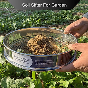 Garden Soil Sifter -10" Sifting Pan-Sieve for Sand Rocks Dirt Compost (1/8”Mesh Screen)