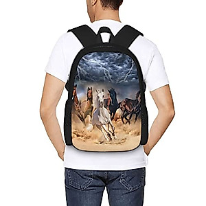 ALIFAFA Cool Horse School Backpack Running Horse In Lightning Bookbag for Boys Girls Elementary Middle High College School Casual Travel Bag Computer Laptop Daypack Rucksack, 17 Inch