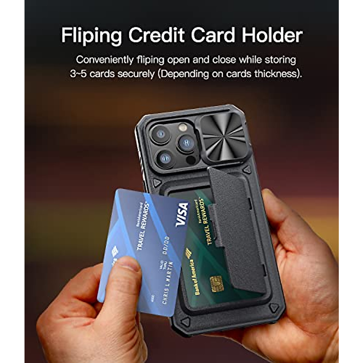 ATATOO Wallet Case for iPhone 14 Pro Max with Card Holder, Sliding Camera Cover, Military Grade Protective Case Compatible with iPhone 14 Pro Max 6.7 Inch 2022 - Black