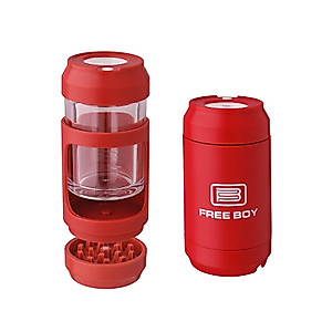 Storage Jars,8 times Magnifying Viewing jar with Manual Grinder,Stash Jar,Red