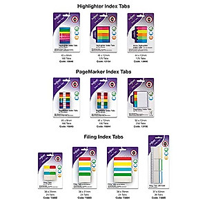 Snopake Index Tab PageMarkers with Colour Coded Tips 45 x 8 mm - 160 Tabs - Assorted [Ref: 15845]